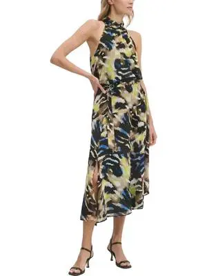 DKNY High-Neck Abstract-Print Dress