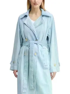 Marc O'polo Double-breasted Denim Trench Coat - Blue