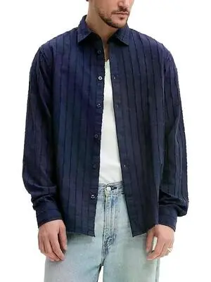 Desigual Textured Striped Shirt - Blue