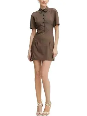 Patrizia Pepe Button-front Open-back Mini Dress - Brown