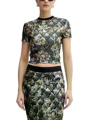 Versace Sequin-embellished Baroque Top - Black