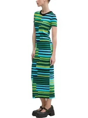 Desigual Stripe-pattern Midi Dress - Green