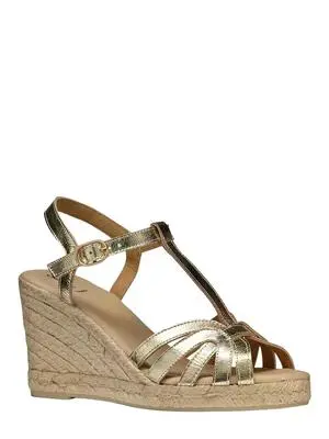 Geox 95mm Gelsa T-strap Wedge Espadrilles - Gold