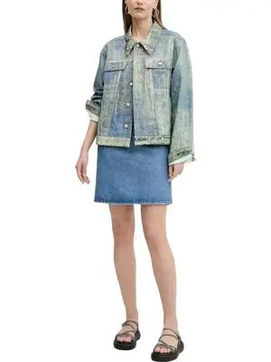 Hugo Embroidered-logo Denim Mini Dress - Blue