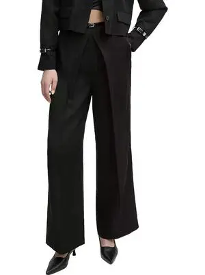 ISABELLE BLANCHE Pleated Trousers With Buckle Detail - Black