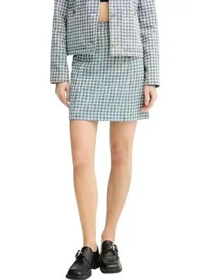 Paul Smith Houndstooth Belted Mini Skirt - Blue