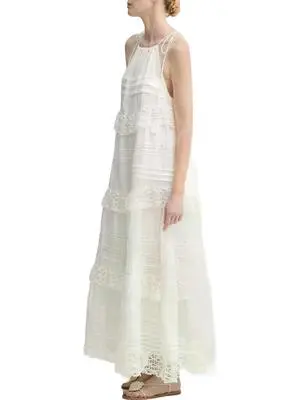 Munthe Lace-trimmed Tiered Dress - Neutrals