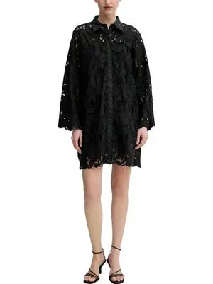 ISABELLE BLANCHE Floral-lace Shirt Dress - Black