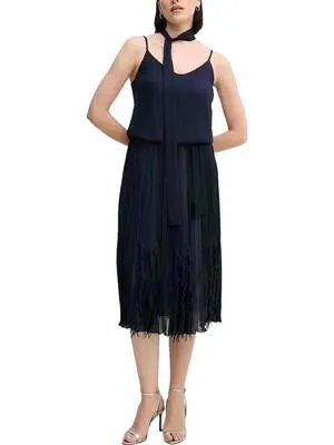 SANDRO FERRONE Ruffle-hem Midi Dress - Blue