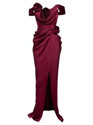 ANA RADU Rose-embellished Maxi Dress - Red