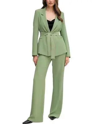 SANDRO FERRONE Belted Notched-lapel Top - Green