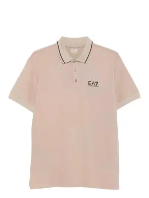 Emporio Armani Logo-print Point-collar Polo Shirt - Neutrals