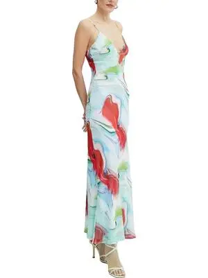 Bardot Graphic-print Slip Maxi Dress - Blue