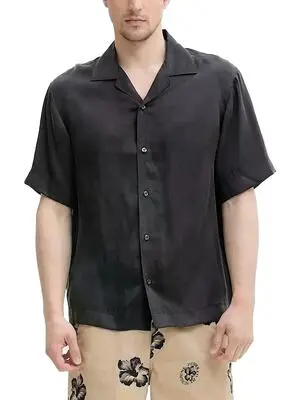 Hugo Revere-collar Short-sleeve Shirt - Black