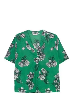 Marc O'polo Floral-print V-neck Blouse - Green