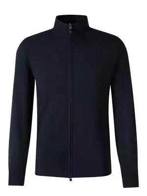 Canali High-neck Zip-front Cardigan - Blue