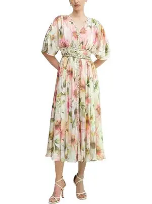 Guess Lucie Floral Midi Dress - White