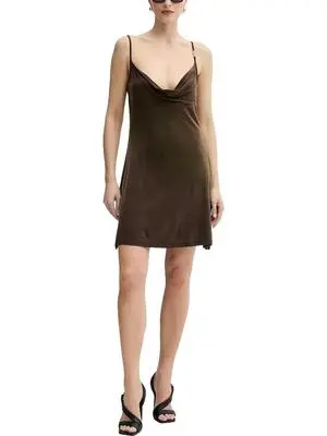 Versace Cowl-neck Mini Dress - Brown