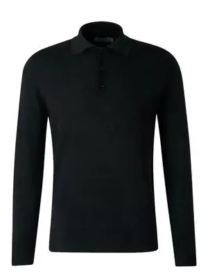 Canali Polo-neck Long-sleeve Sweater - Black