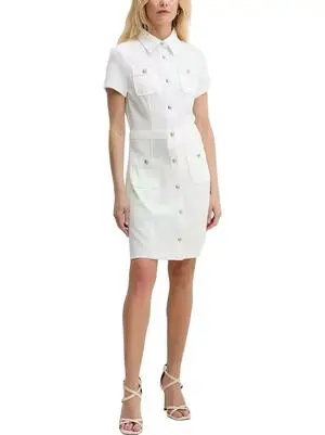Guess Button-fastening Mini Dress - White