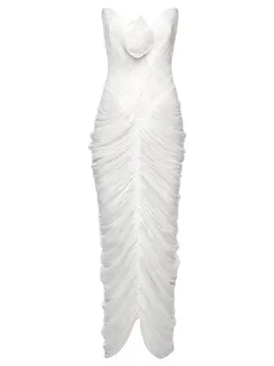 ANA RADU Rose-Embellished Draped Maxi Dress