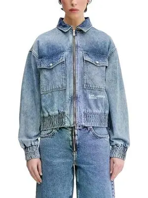 Karl Lagerfeld Zip-front Denim Jacket - Blue