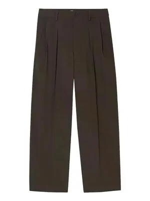 Closed Pleated Wide-leg Trousers - Green