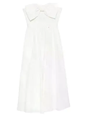 NISSA Bow-detailed Strapless Midi Dress - White