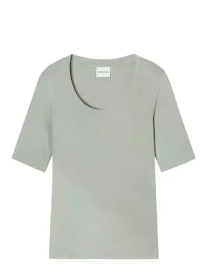 Closed Wide-neck Short-sleeve T-shirt - Green