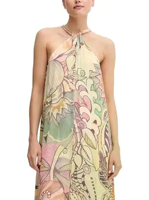 SANDRO FERRONE Floral-print Halter-neck Maxi Dress - Neutrals