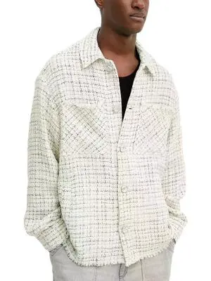 IRO PARIS Tweed Frayed-edge Shirt Jacket - Neutrals