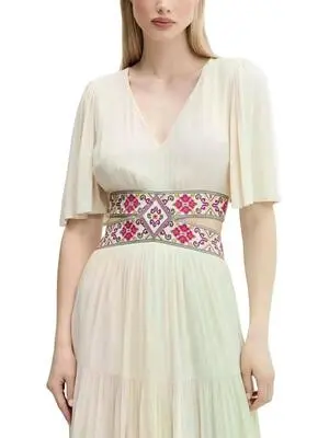 Desigual Embroidered-strap Tiered Maxi Dress - Neutrals