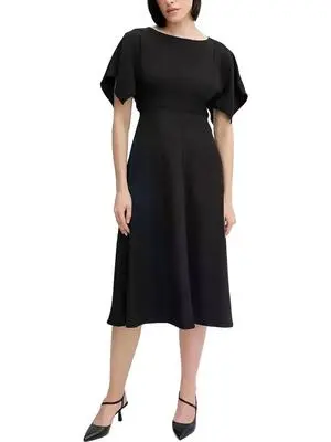 SANDRO FERRONE Flutter-sleeve Midi Dress - Black