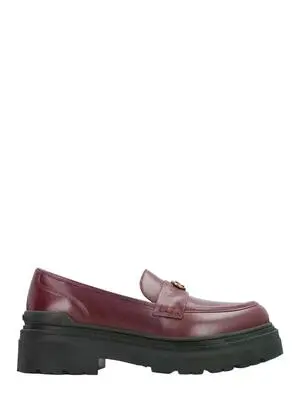Pinko Mia Leather Platform Loafers - Red