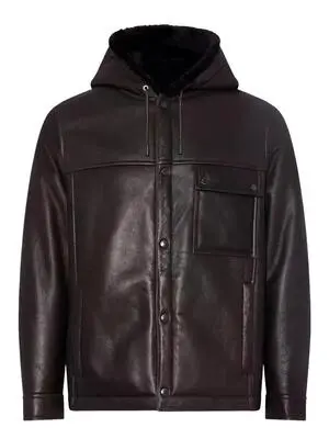YVES SALOMON Hooded Shearling Jacket - Brown