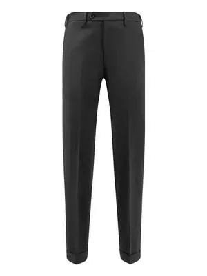 PT TORINO Cuffed Straight-leg Trousers - Black