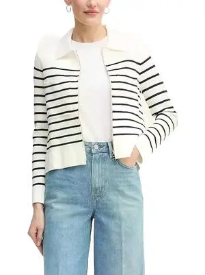PEDRO DEL HIERRO Striped Zip-up Cardigan - White