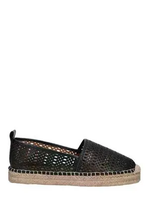 BILLI BI Perforated Leather Espadrilles - Black