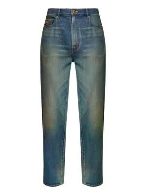 Versace Logo-plaque Cotton Jeans - Blue