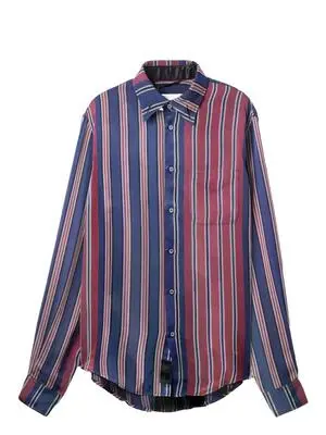 4SDESIGNS Buttoned-up Striped Shirt - Blue