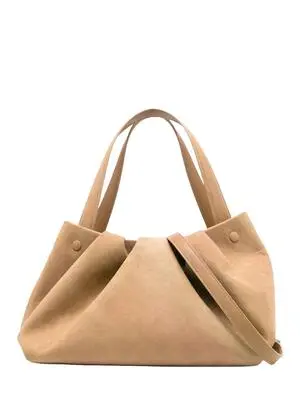 THEMOIRE Pleated Suede Tote - Neutrals
