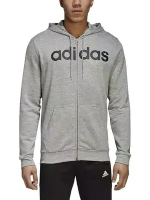 Adidas Essentials Logo-print Full-zip Hoodie - Grey