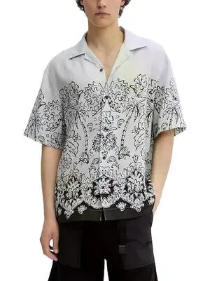 Hugo Floral-print Short-sleeved Shirt - Blue