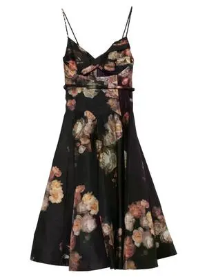 Zimmermann Hypnotic Twist Floral-print Midi Dress - Black