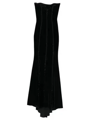 NISSA Embellished Maxi Dress - Black