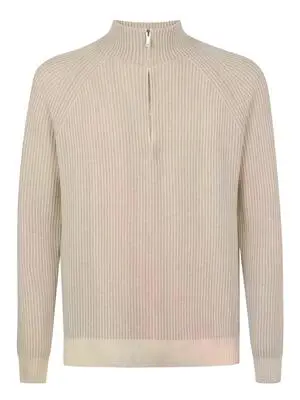 SLOWEAR Half-zip Cotton Sweater - Neutrals