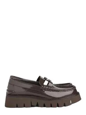 PEDRO GARCIA Patent-leather Platform Loafers - Brown