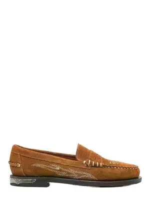 SEBAGO Embroidered Suede Loafers - Brown