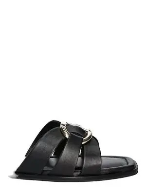 TWINSET Crossover Flat Sandals - Black