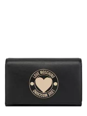 Moschino Heart-plaque Chain Shoulder Bag - Black